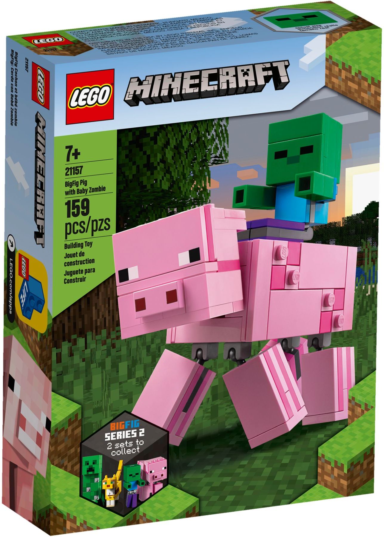 Lego- Minecraft 21157 Big Fig Pig and Baby Zombie - Teton Toys